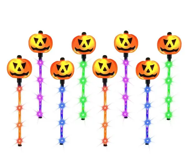JOYFY 10 Pcs Halloween Solar Pumpkin Pathway Li Ghts