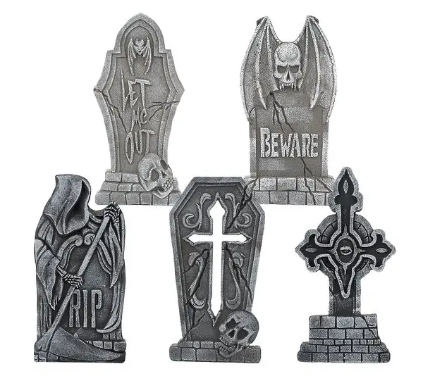 JOYFY 17' 5-pack Foam Halloween Tombstones With 10 Stakes