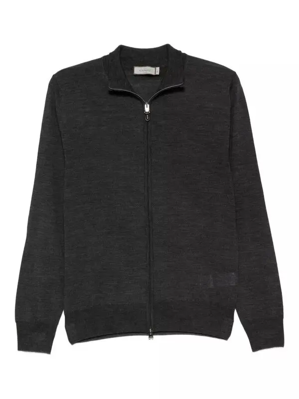 Canali Zip-front Wool Cardigan - Grey