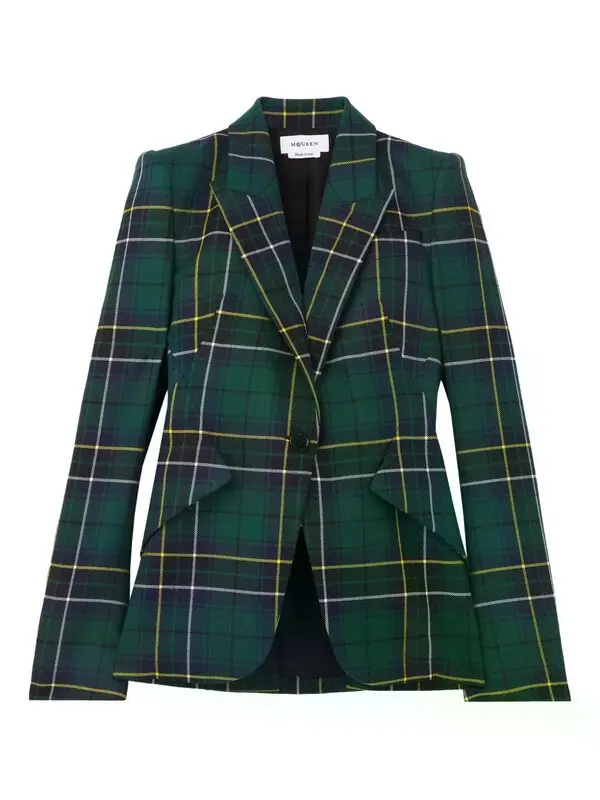 Alexander McQueen Tartan Plaid Peak-lapel Blazer - Green