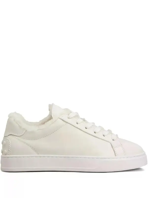 TOD'S Shearling-trimmed Sneakers - Neutrals