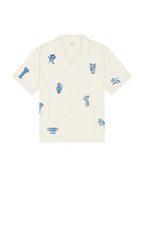 BOUND Grecian Embroidery Shirt In Cream - Ecru