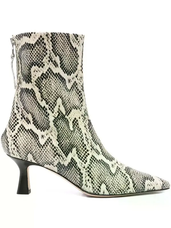 AeydĒ 70mm Elina Snake-print Ankle Boots - Neutrals