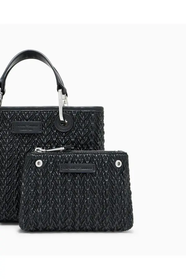 Emporio Armani Quilted-effect Myea Shopper Bag - Black