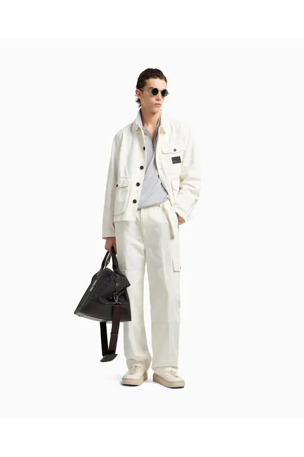 Emporio Armani Denim-effect Twill Jacket With Logo Patch