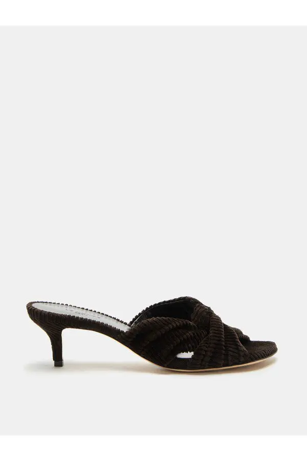 Le Monde Beryl Antonia Kitten Corduroy Mules - Chocolate