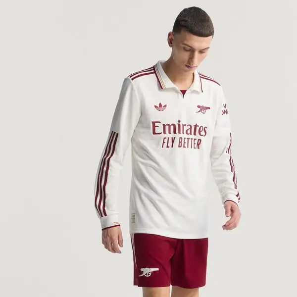 Adidas Arsenal 25/26 Long Sleeve Third Authentic Jersey - Cloud White / Team Coll Burgundy 2