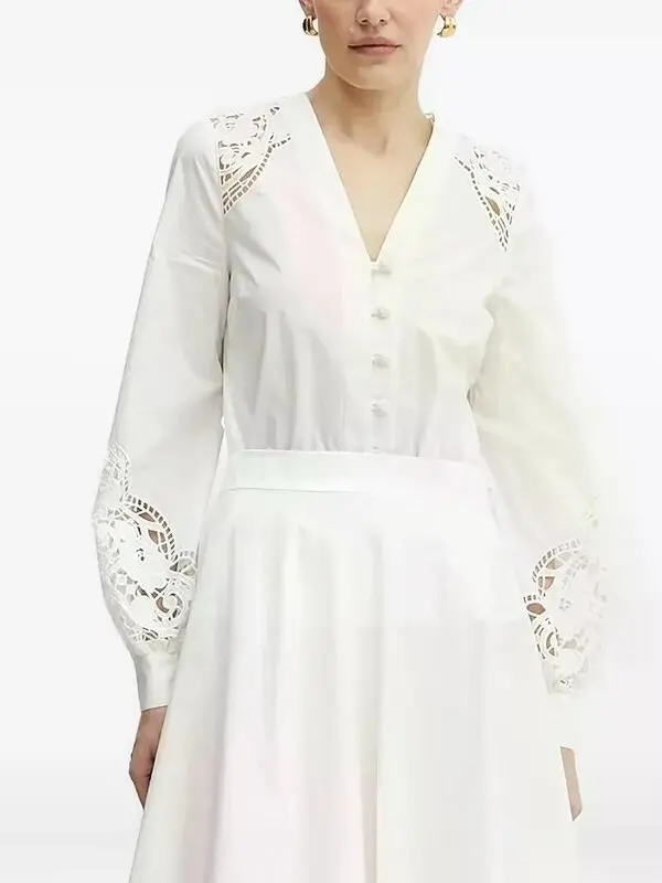 TWINSET Lace-insert V-neck Top - White