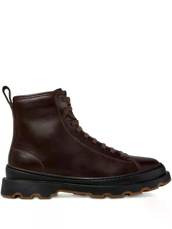 Camper Brutus Leather Combat Boots - Brown