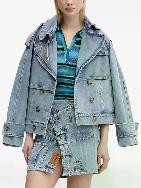 Desigual Embellished Double-breasted Denim Jacket