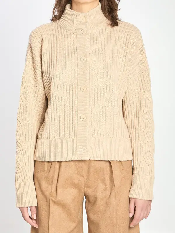 Max Mara Ribbed Wool-cashmere Cardigan - Beige