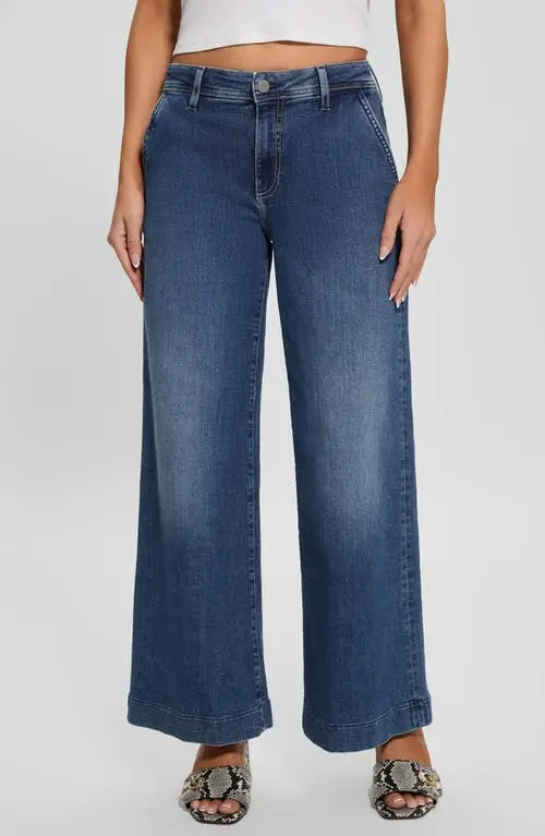 Guess Zoya Crop Wide-leg Jeans - Blue