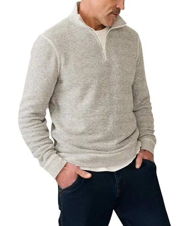 Faherty Brand Whitewater Quarter Zip Sweatshirt - Grey Shell