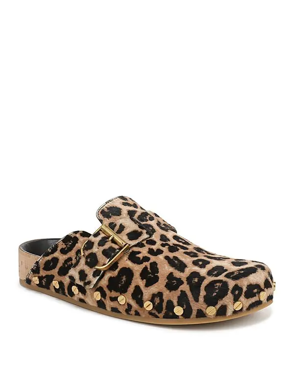 Veronica Beard Leopard Print Calf Hair Clogs