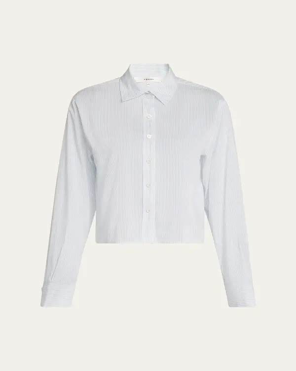 FRAME The Curved Hem Shirt - Light Chambray Multi