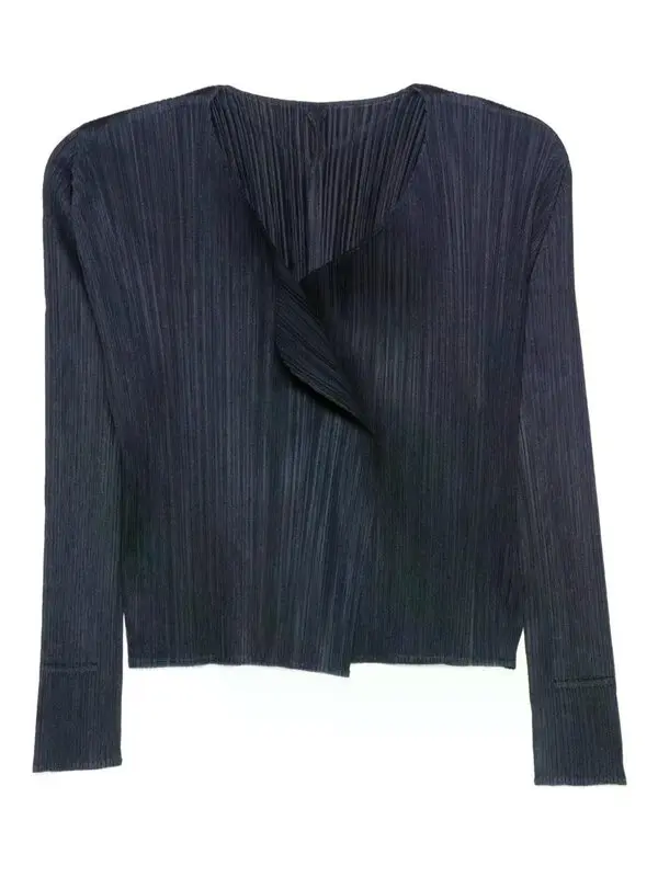 Issey Miyake Pleated Asymmetric-neckline Top