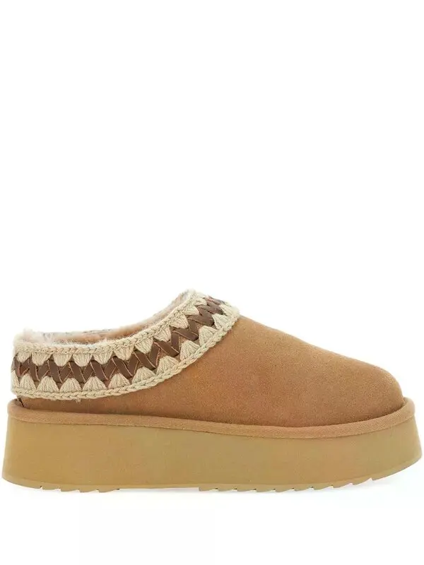 Mou 40mm Braided Platform Mules - Brown