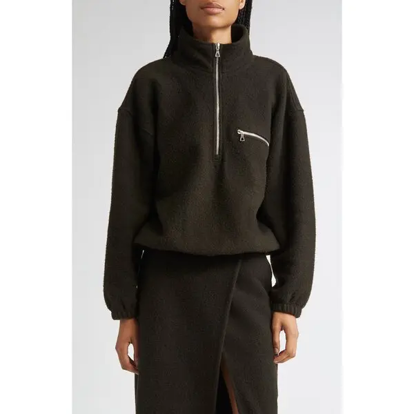 RIER Wool Fleece Half Zip Sweatshirt - Tourbe Fleece