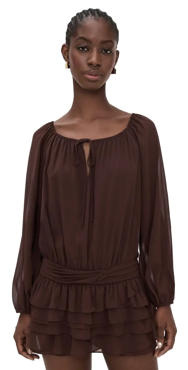 Amanda Uprichard Dallas Skort Romper - Cocoa
