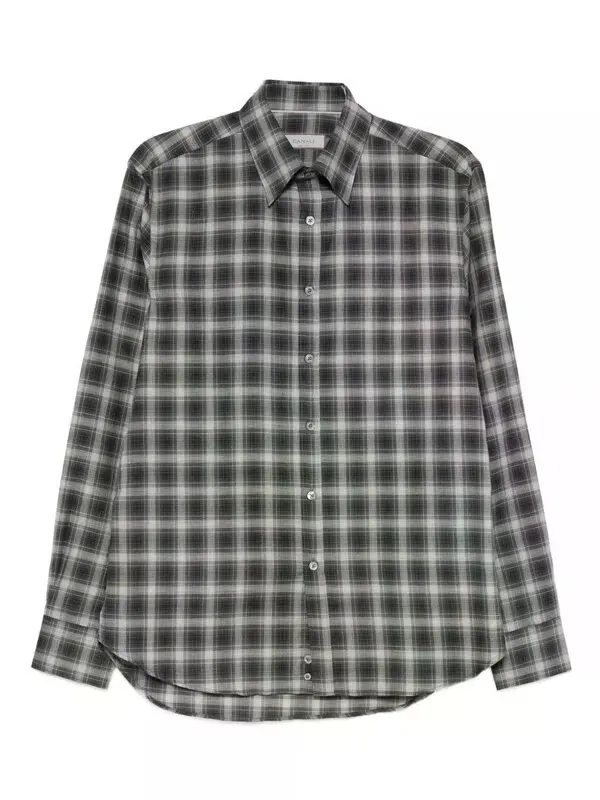 Canali Checked Cotton Shirt - Grey