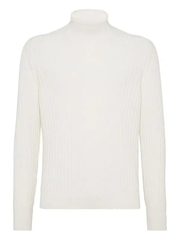 Brunello Cucinelli Cashmere Turtleneck Jumper - White