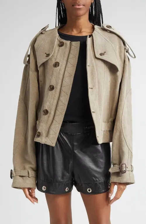 R13 Oversized Cropped Cotton Twill Trench Jacket