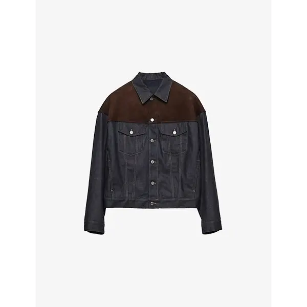 Prada Classic-fit Denim And Suede Blouson Jacket