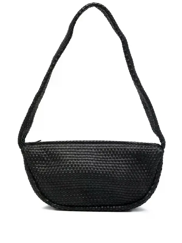 ST. AGNI Lattice Weave Crescent Shoulder Bag - Black