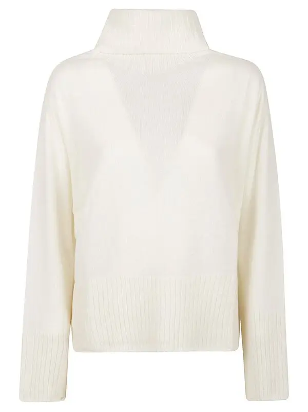 ARAGONA Long Sleeve Cashmere Turtleneck Sweater - White