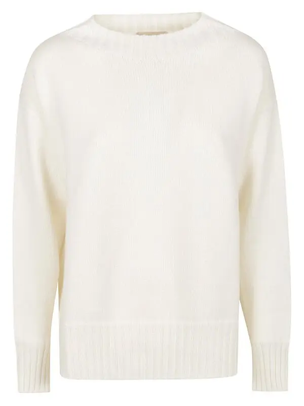 DRUMOHR Round Neck Merino Wool Sweater - White