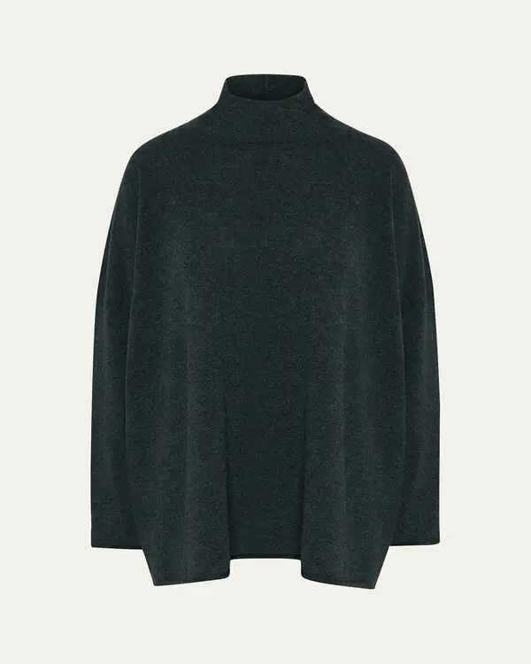 Eskandar Slim-sleeve Scrunch-neck Sweater - Darkforest