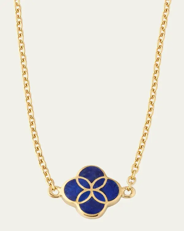 JAN LESLIE Single Petal Gemstone Station Necklace - Lapis