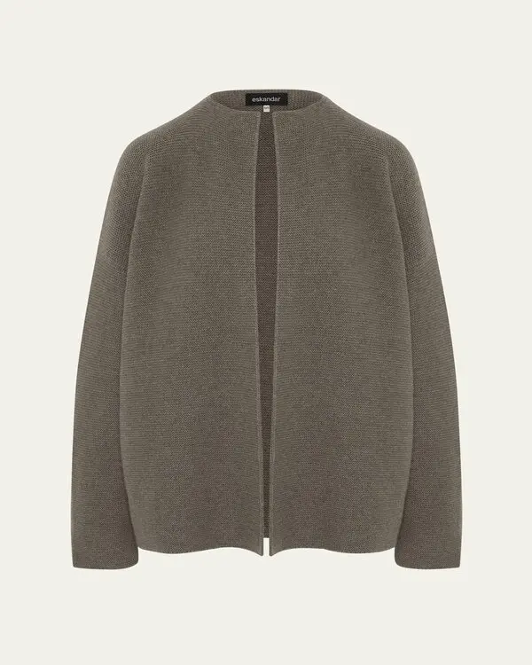 Eskandar Garter Stitch Cashmere Cardigan - Bison