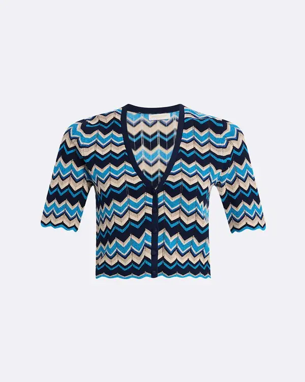 Ramy Brook Chevron-knit Cardigan - Spring Navy Chevron