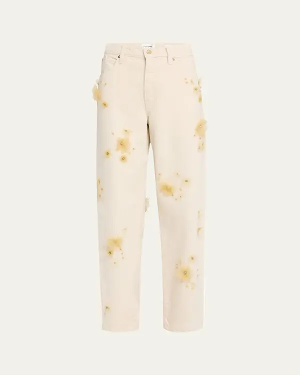 FRAME Floral Embellished Barrel Jeans