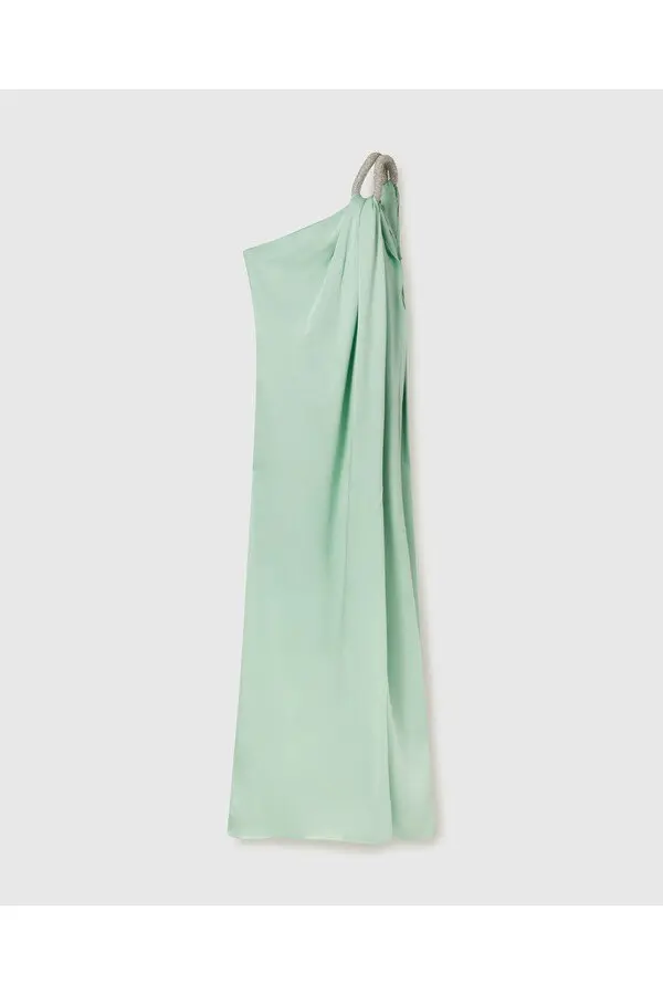 Stella McCartney Chain Link Asymmetric Draped Maxi Dress - Neutral