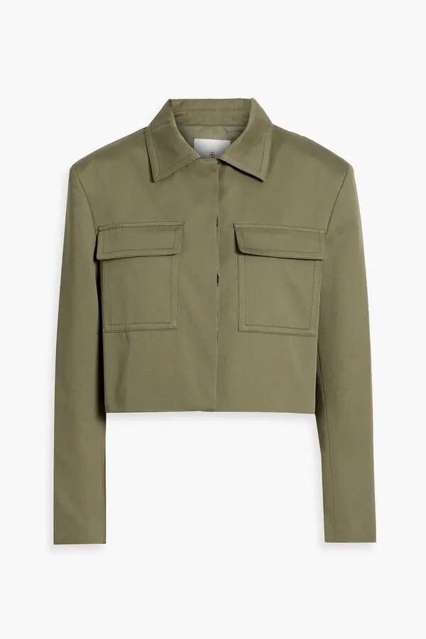 ANINE BING Dayton Cropped Cotton-twill Jacket