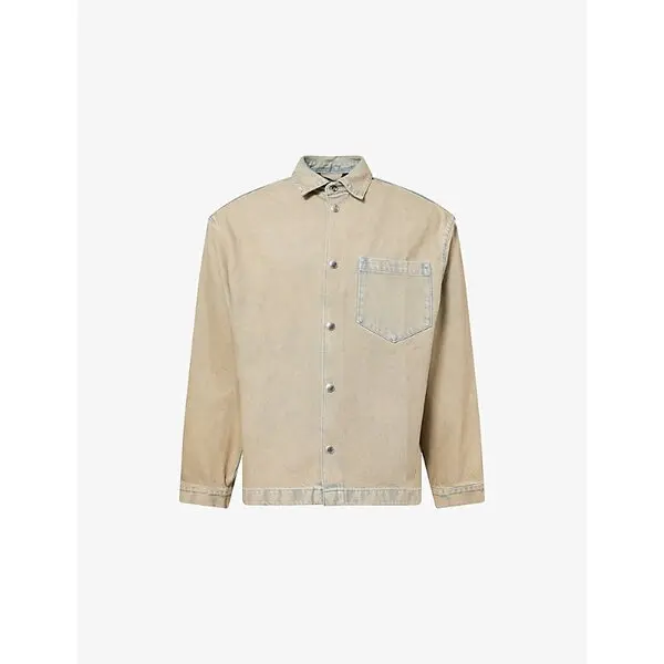 7 For All Mankind Faded-wash Patch-pocket Denim Overshirt