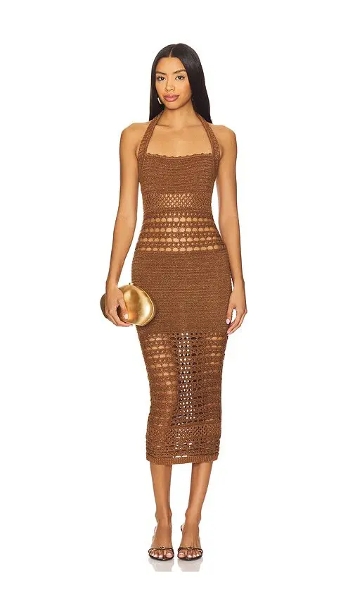 Retrofete Jaycee Crochet Dress - Sepia & Bronze