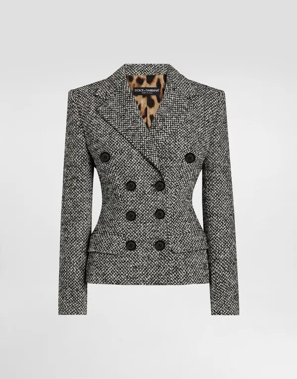 Dolce & Gabbana Dotted Print Double-breasted Wool Blend Jacket