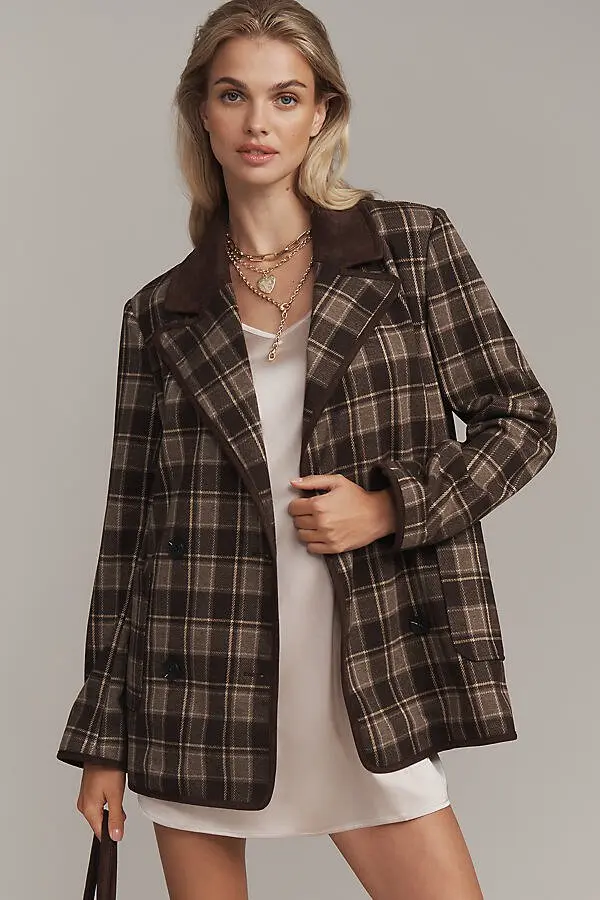Avec Les Filles Double-breasted Knit Blazer
