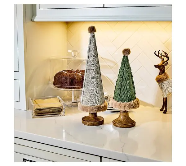 VALERIE PARR HILL 13-16.5' Cable Knit Tree Set Of 2 Valerie