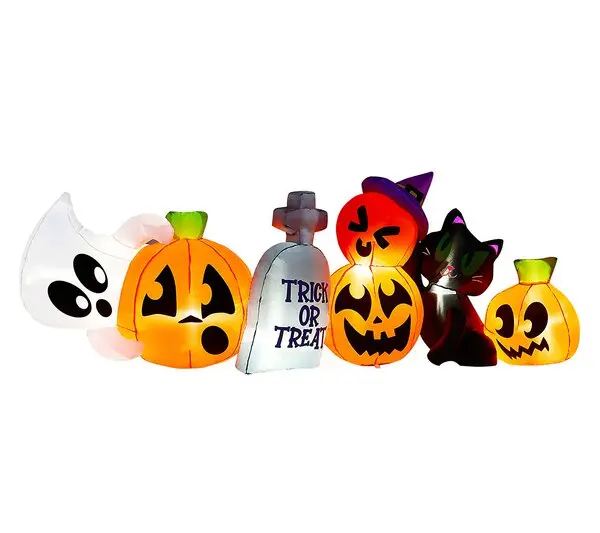 JOYFY 8ft Inflatable Halloween Yard Decor Pumpk In Ghost Cat