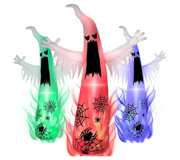JOYFY 12ft Halloween Inflatables Giant Ghost Wi Th 3-colored F
