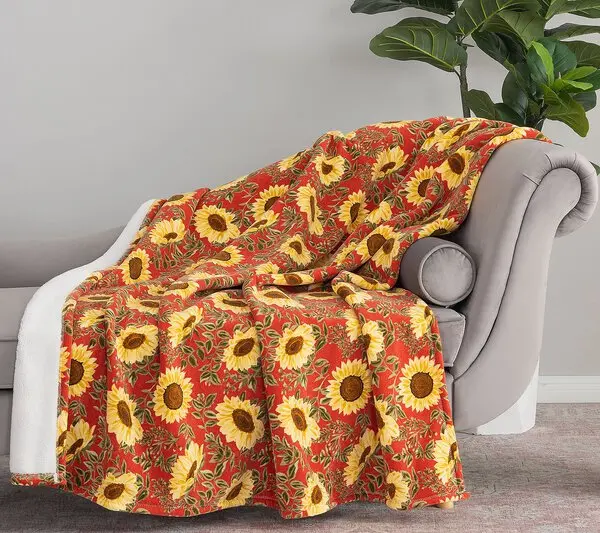 BERKSHIRE BLANKET Berkshire Sunflower Plush Reverse To Sherpa 60x70