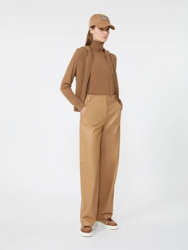 Max Mara Nappa Leather Wide-leg Trousers