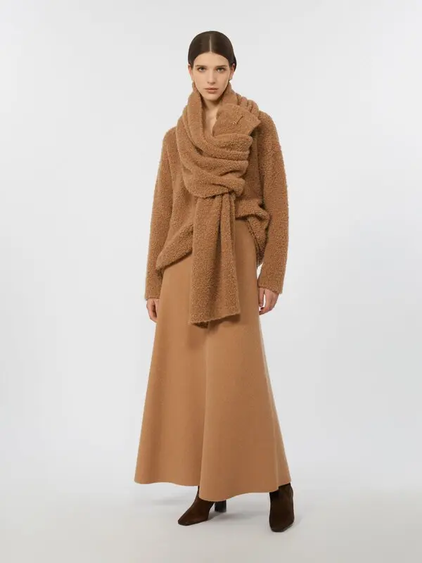 Max Mara Bouclé Silk V-neck Jumper - Camel