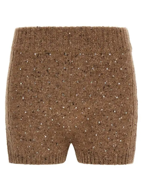 Pinko Bouclé Wool Blend Shorts - Beige