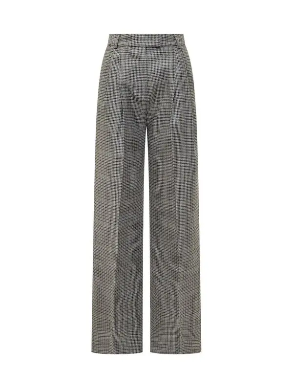 DES_PHEMMES Prince Of Wales Patterned Wide-leg Pants - Grey