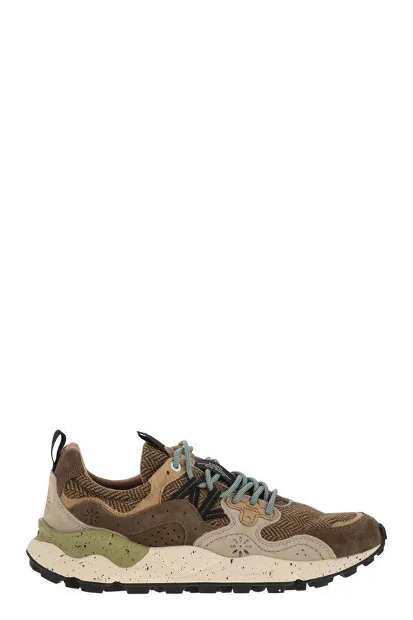 FLOWER MOUNTAIN Yamano 3 Suede And Fabric Sneakers - Brown